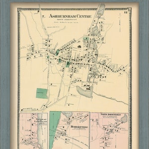 Village of ASHBURNHAM, Massachusetts 1870 Map - Etsy