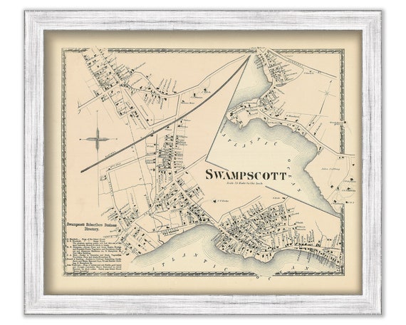 Village of SWAMPSCOTT Massachusetts 1872 Map Replica or | Etsy
