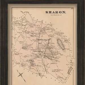 Town of SHARON, Massachusetts 1876 Map - Replica or GENUINE ORIGINAL - Etsy