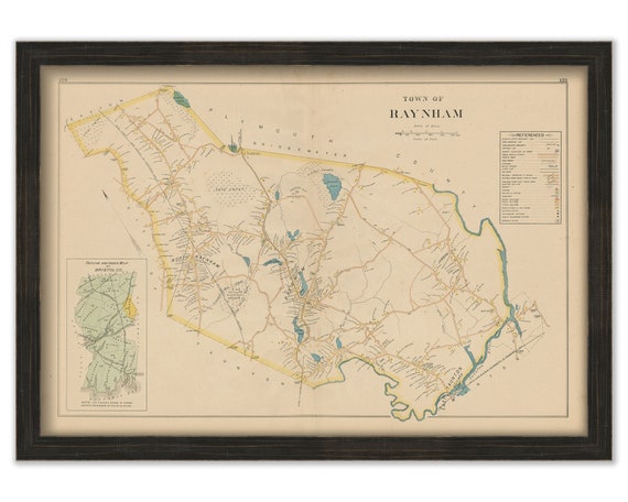 RAYNHAM Massachusetts 1895 Map Replica or GENUINE Original | Etsy