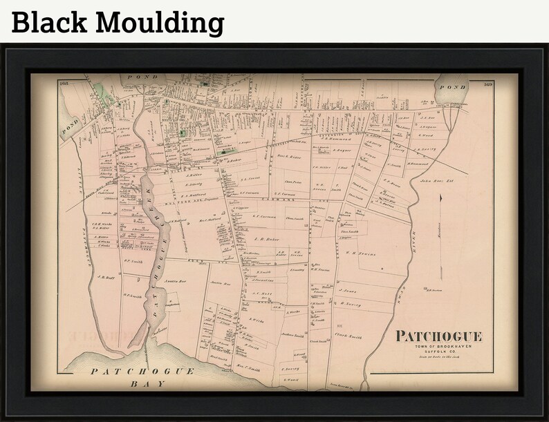 Patchogue Brookhaven New York 1873 Map Replica and GENUINE | Etsy