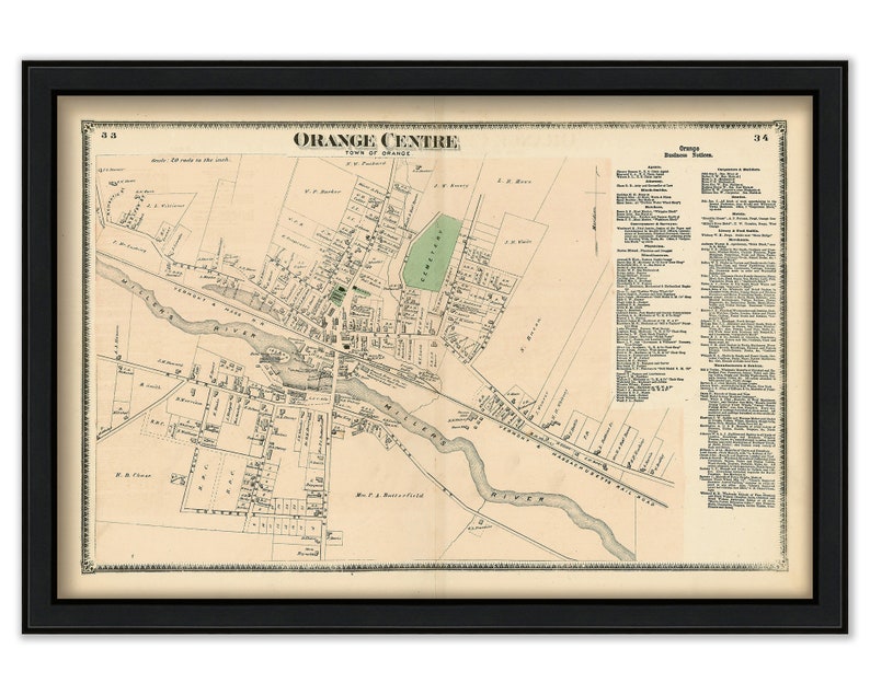 Village of ORANGE Massachusetts 1871 Map - Etsy