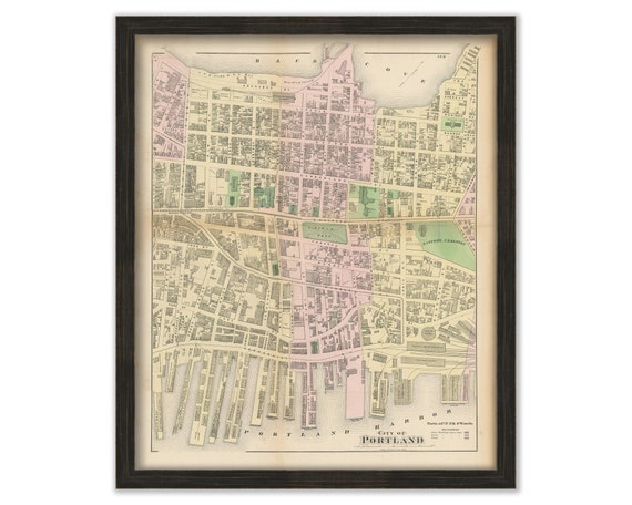 PORTLAND Maine 1871 Map Replica or Genuine ORIGINAL | Etsy