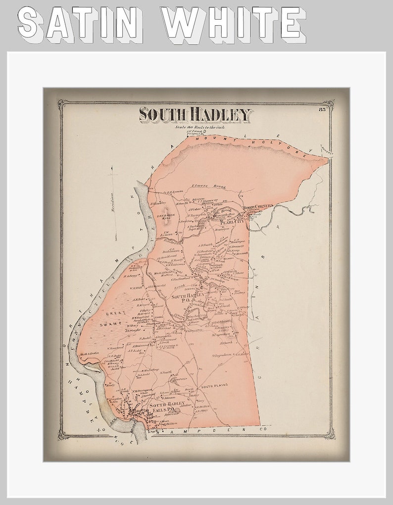 Town of SOUTH HADLEY Massachusetts 1873 Map | Etsy