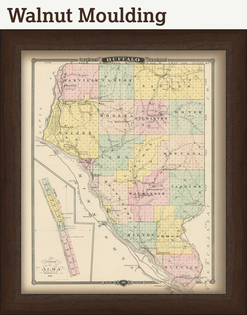 BUFFALO COUNTY, Wisconsin 1878 Map, Replica or Genuine Original - Etsy
