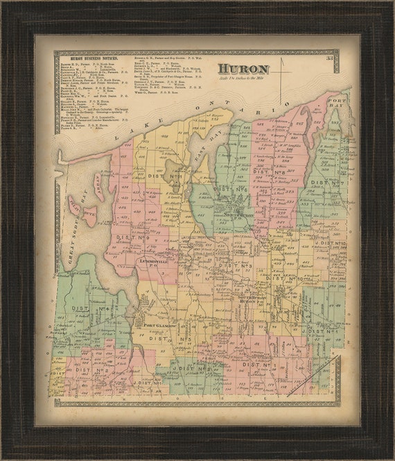 Town of HURON New York 1874 Map Replica and GENUINE ORIGINAL | Etsy