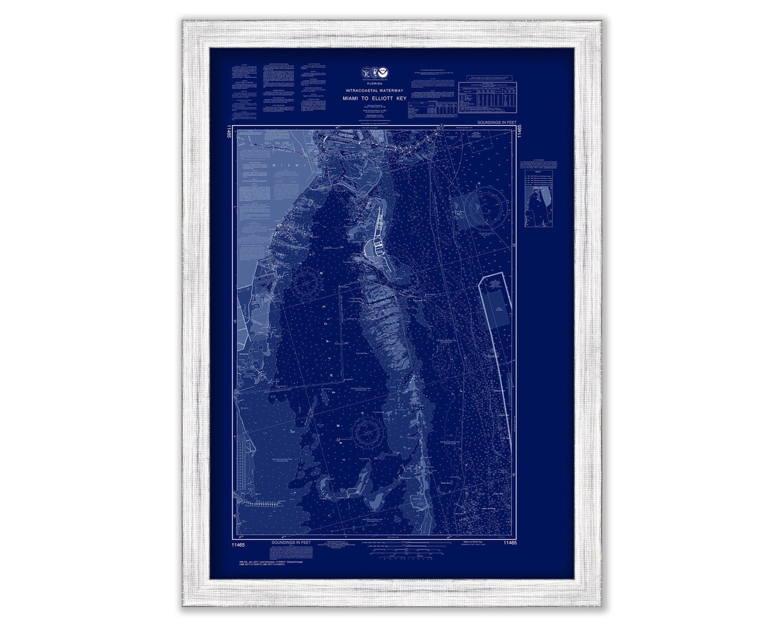 MIAMI Florida 2017 Nautical Chart Blueprint | Etsy