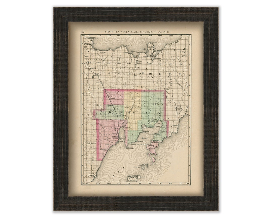 DELTA COUNTY, Michigan 1873 Map - Replica or Genuine Original - Etsy
