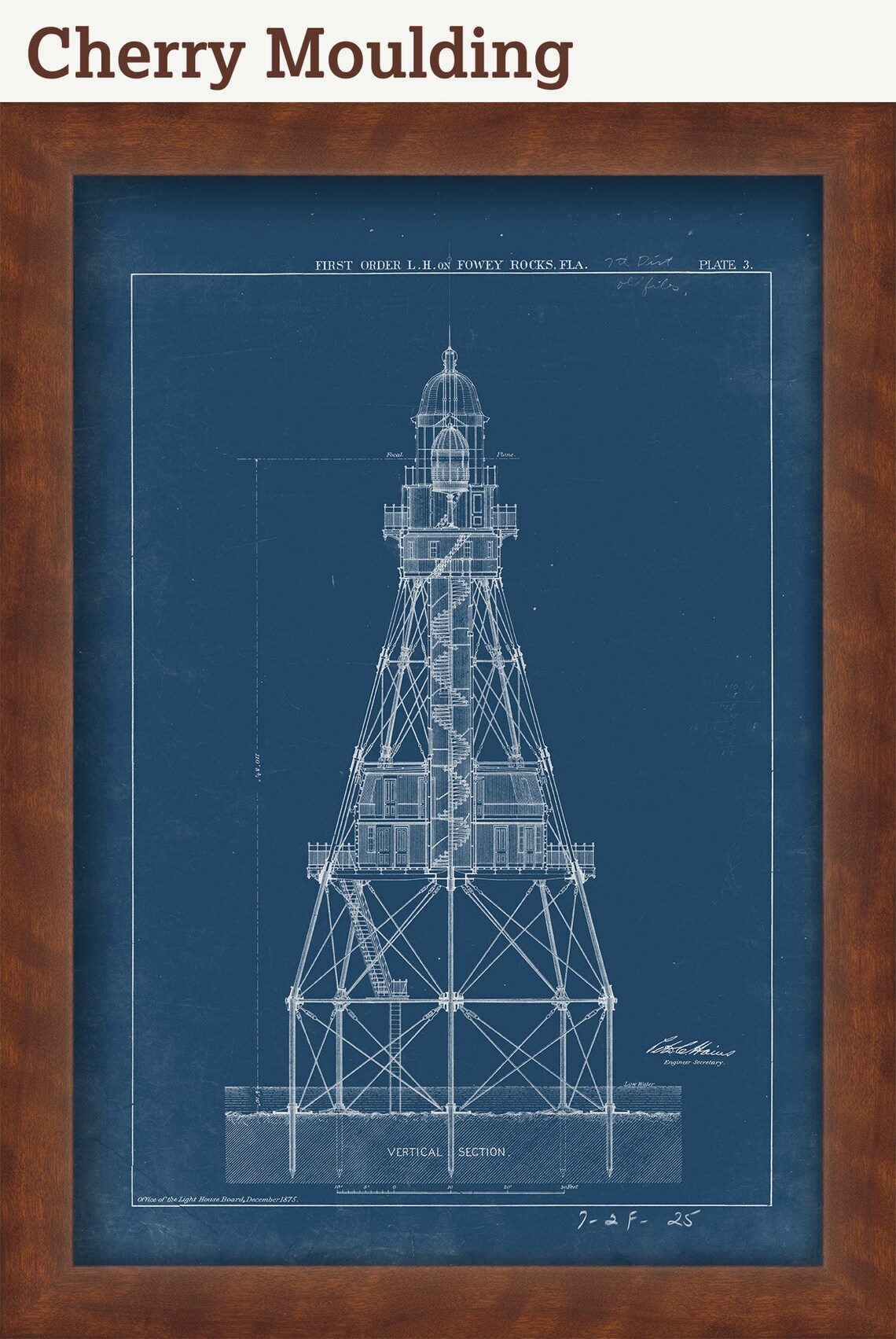 FOWEY ROCK LIGHTHOUSE, Miami, Florida - Blueprint Drawing and Plan of ...
