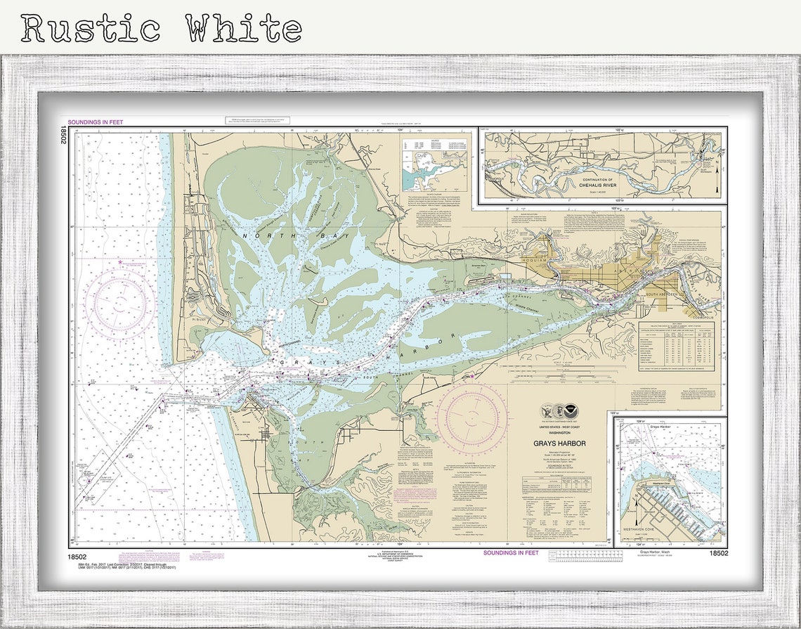 GRAYS HARBOR, Washington - 2017 Nautical Chart - Etsy