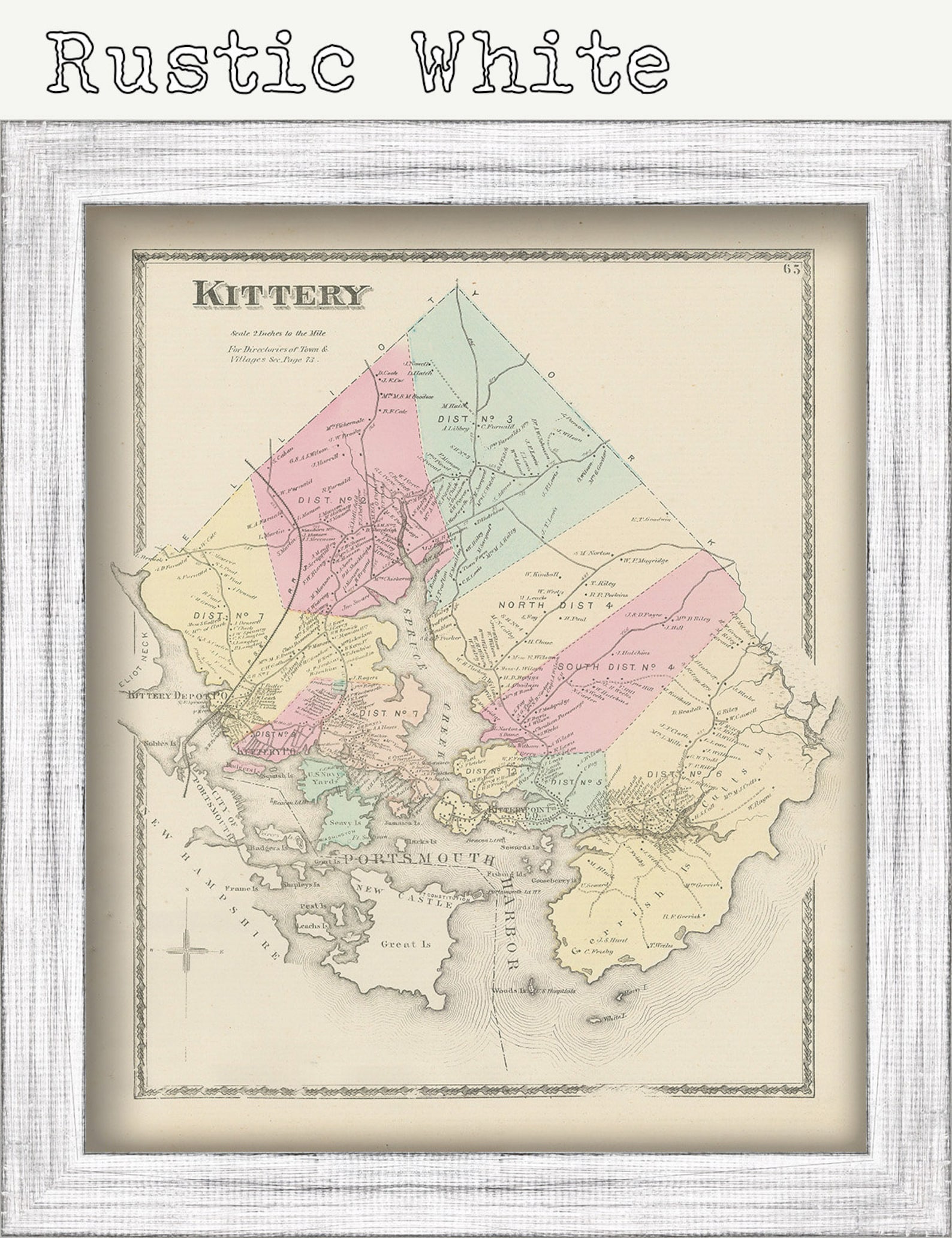 Town of KITTERY Maine 1872 Map - Etsy