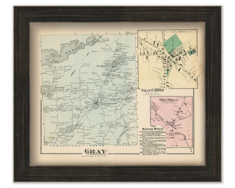GRAY Maine 1871 Map Replica or Genuine ORIGINAL - Etsy