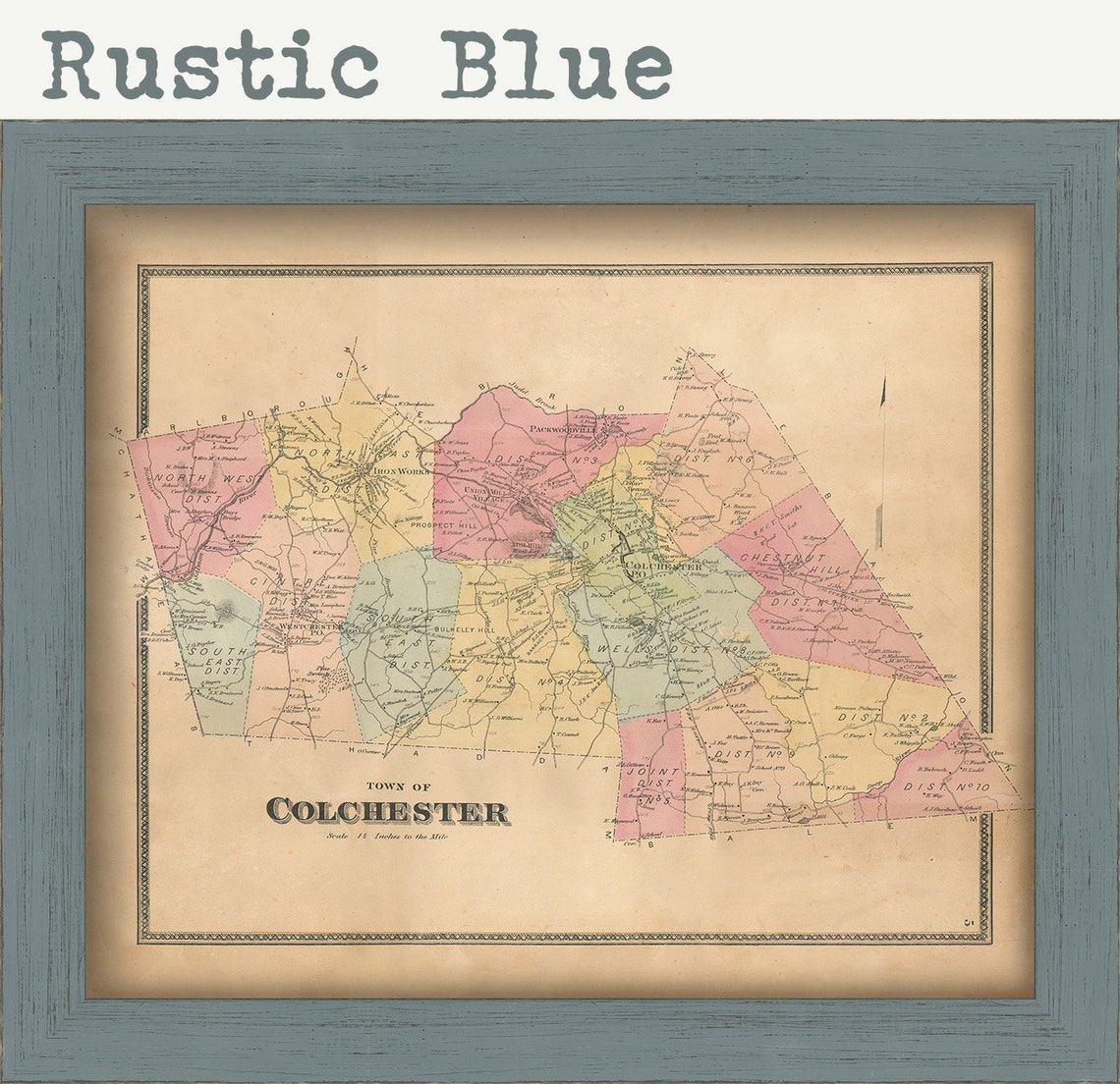 COLCHESTER, Connecticut, 1868 Map - Etsy