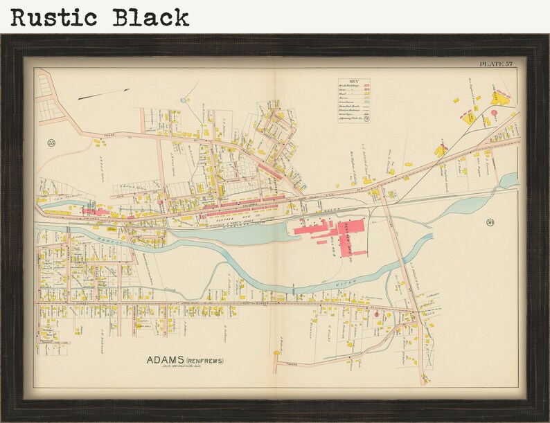 Village of ADAMS Massachusetts 1904 Map Replica or Genuine - Etsy