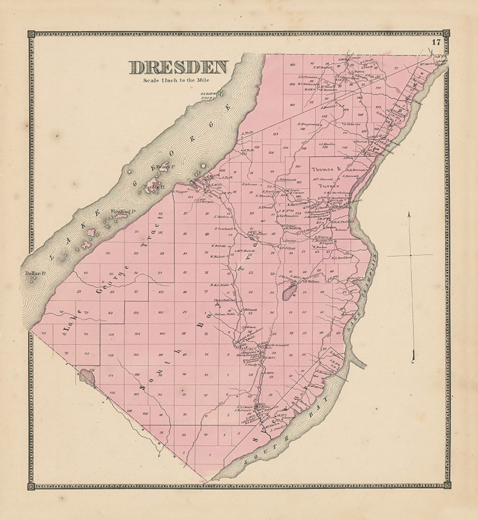 Town of DRESDEN New York 1866 Map | Etsy