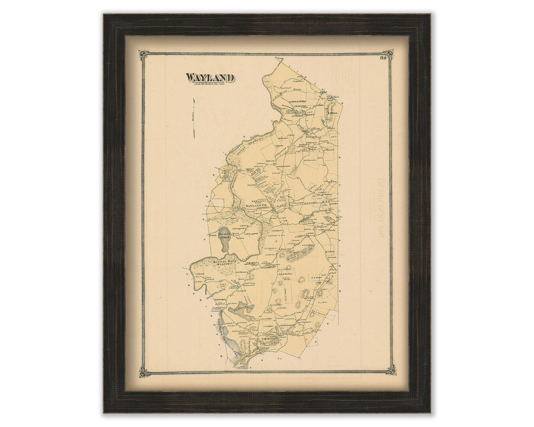 WAYLAND, Massachusetts 1875 Map - Replica or Genuine ORIGINAL - Etsy