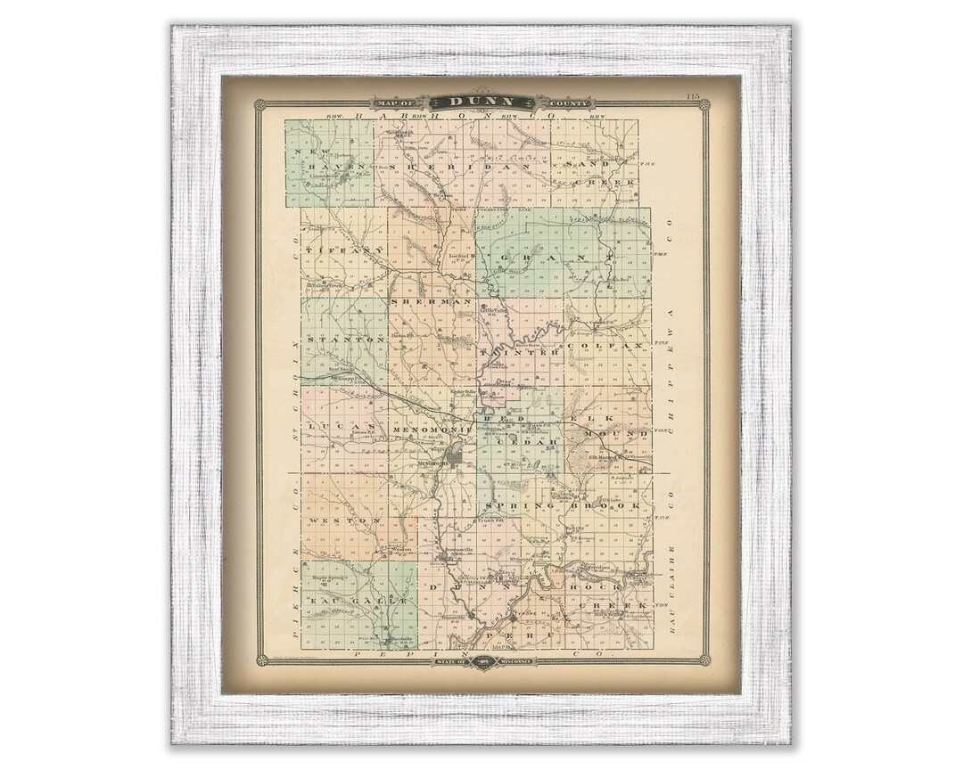 DUNN COUNTY, Wisconsin 1878 Map, Replica or Genuine Original - Etsy