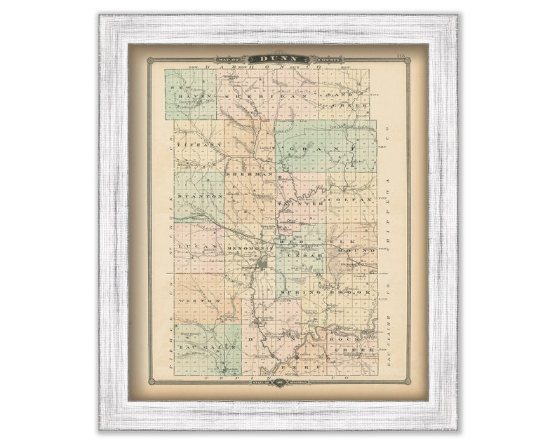 DUNN COUNTY Wisconsin 1878 Map Replica or Genuine Original - Etsy
