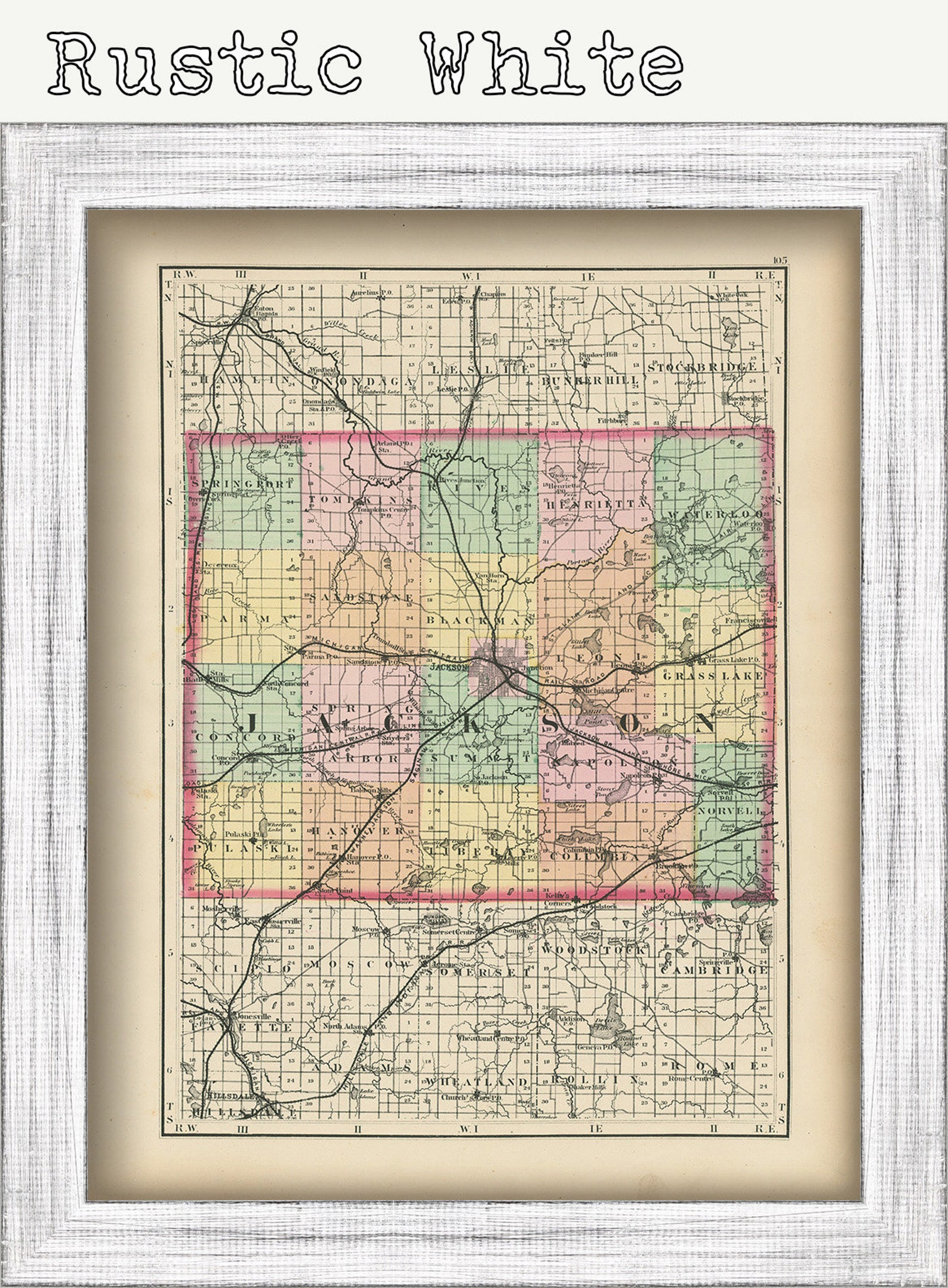 JACKSON COUNTY, Michigan 1873 Map Replica or Genuine Original - Etsy