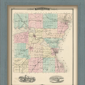 WINNEBAGO COUNTY, Wisconsin 1878 Map, Replica or Genuine Original - Etsy