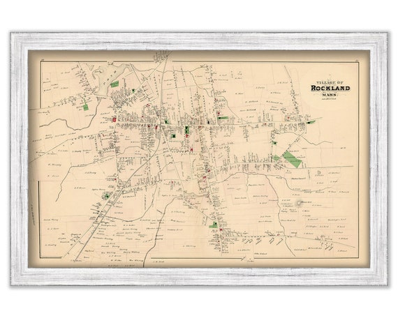 Village of ROCKLAND Massachusetts 1879 Map Replica or | Etsy