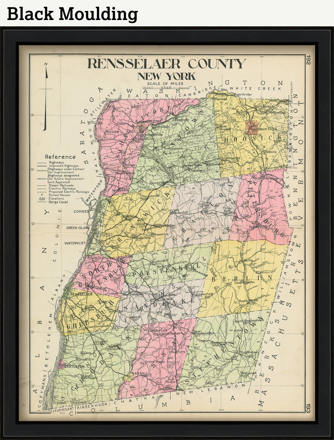 RENSSELAER County New York 1912 Map Replica or GENUINE | Etsy