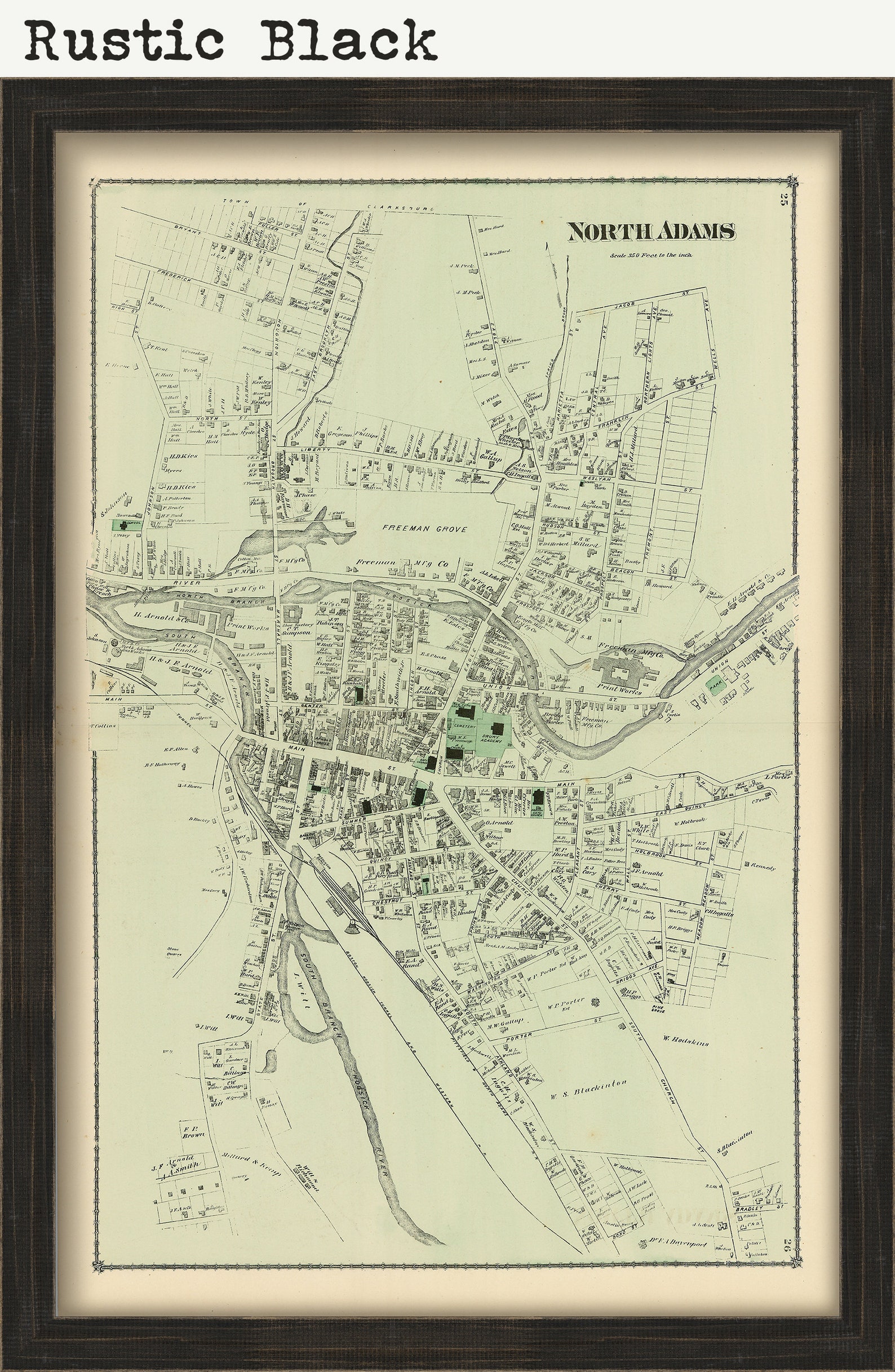 Village of NORTH ADAMS Massachusetts 1871 Map Replica or - Etsy