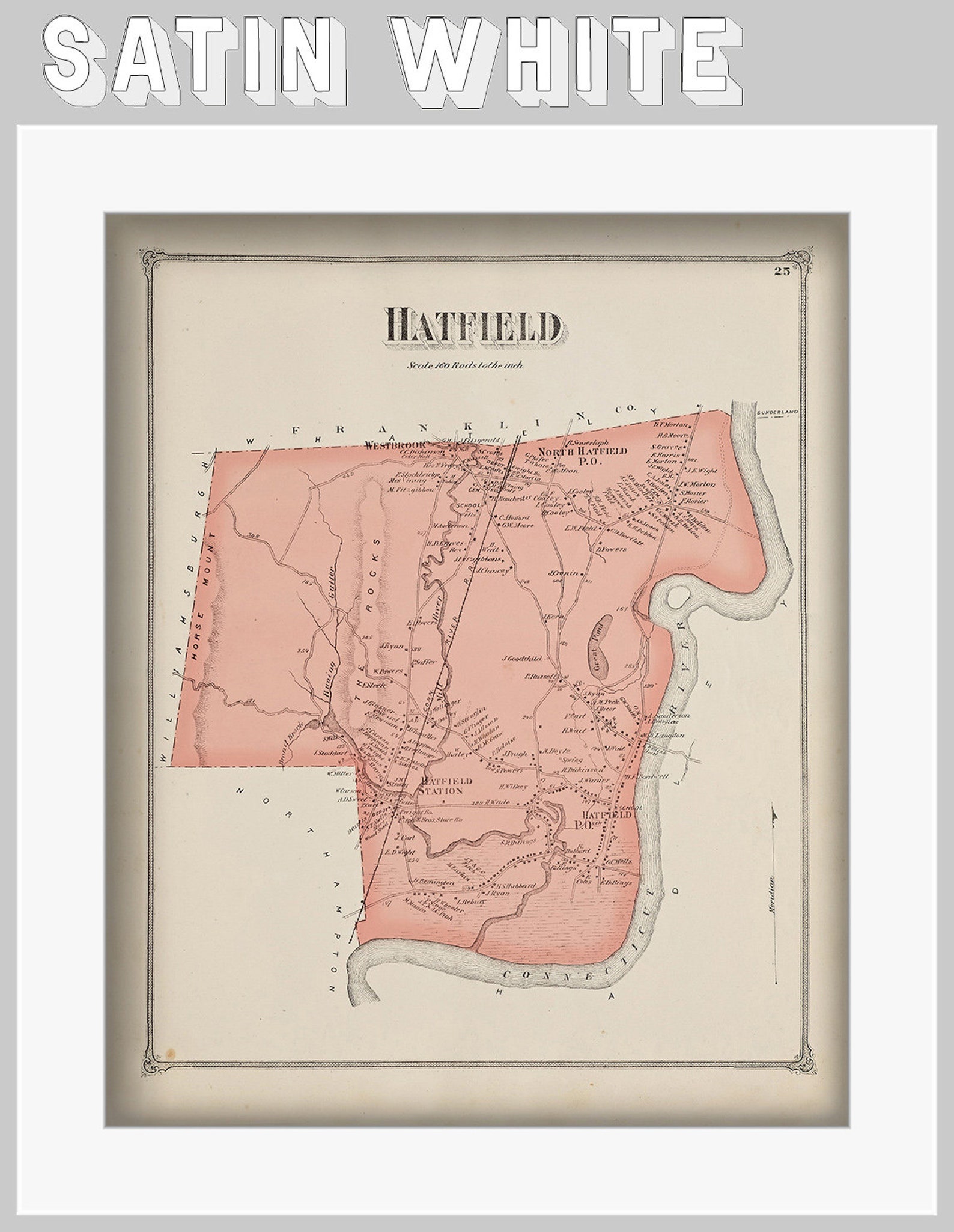 Town of HATFIELD, Massachusetts 1873 Map - Etsy