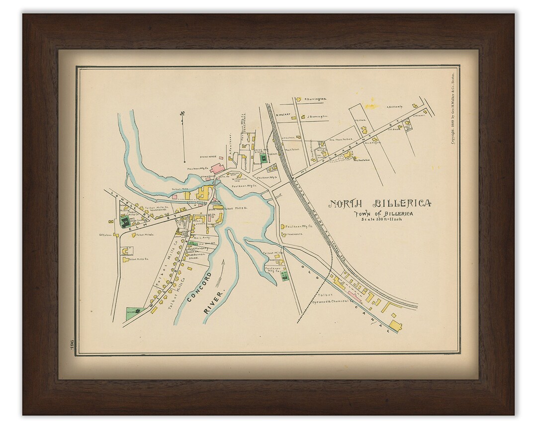NORTH BILLERICA, Massachusetts 1889 Map - Replica or Genuine ORIGINAL ...