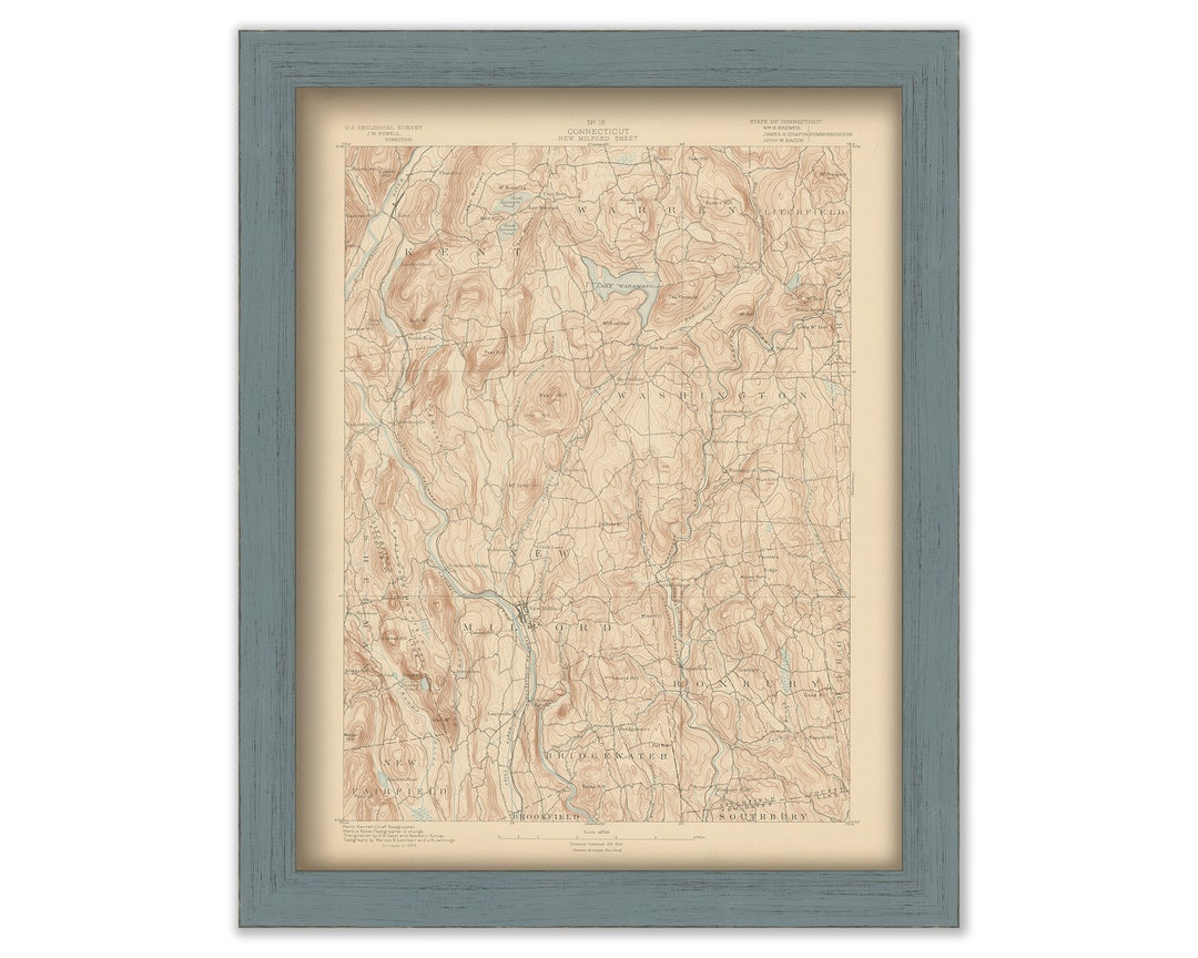 BRIDGEWATER, WASHINGTON and ROXBURY, Connecticut 1893 Topographic Map ...