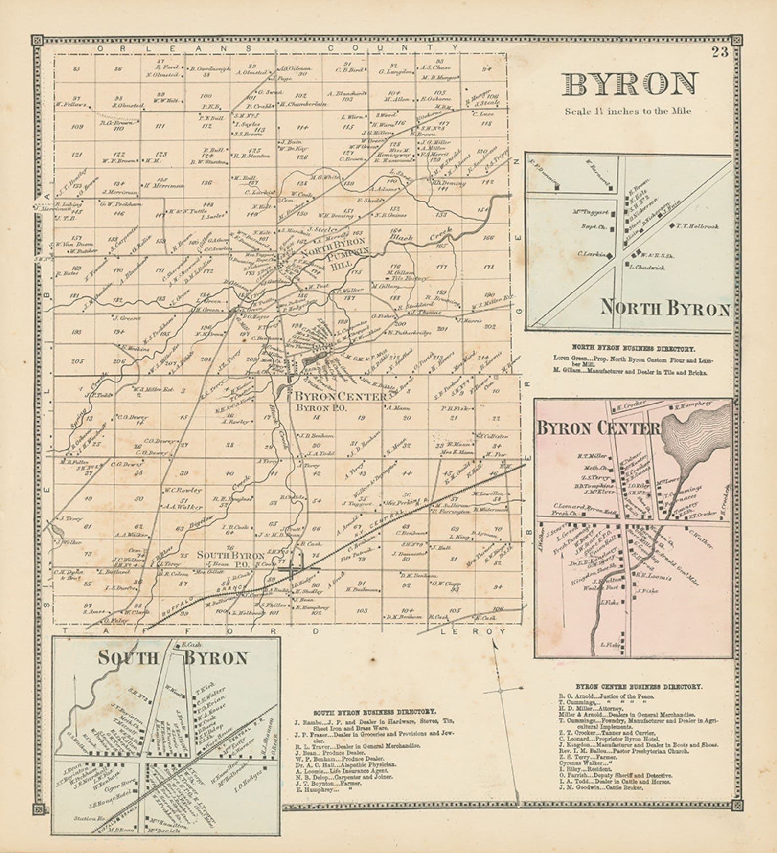 Town and Villages of BYRON Genesee County New York 1866 Map - Etsy