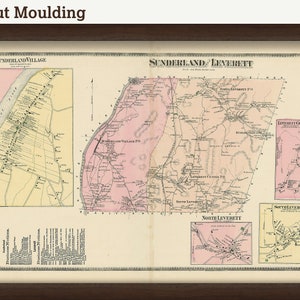 Towns of SUNDERLAND and LEVERETT, Massachusetts 1871 Map - Replica or ...