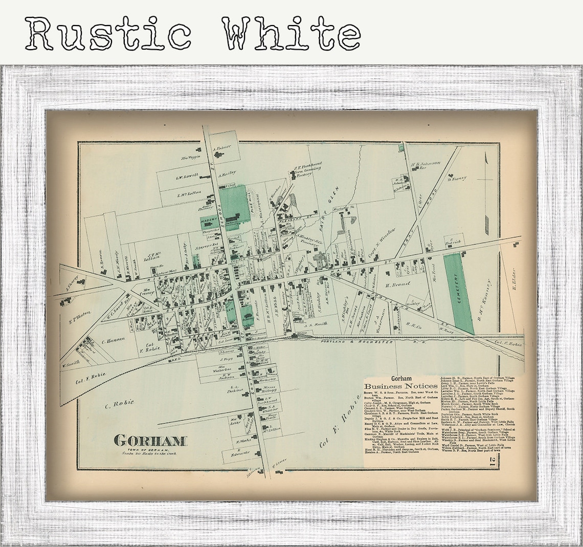GORHAM Maine 1871 Map Replica or Genuine ORIGINAL - Etsy