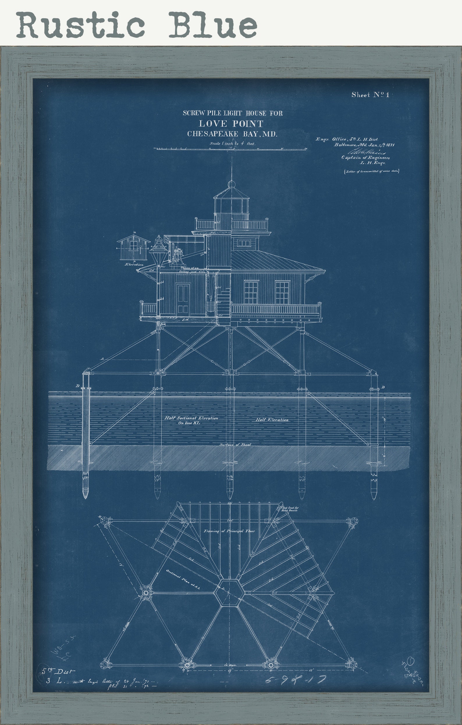 LOVE POINT LIGHTHOUSE Maryland Blueprint Drawing and Plan - Etsy