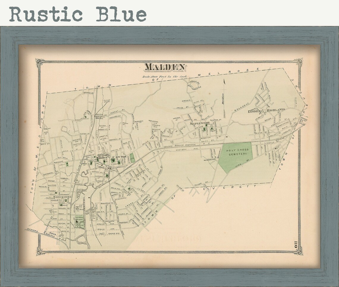 MALDEN Massachusetts 1875 Map Replica or Genuine ORIGINAL | Etsy