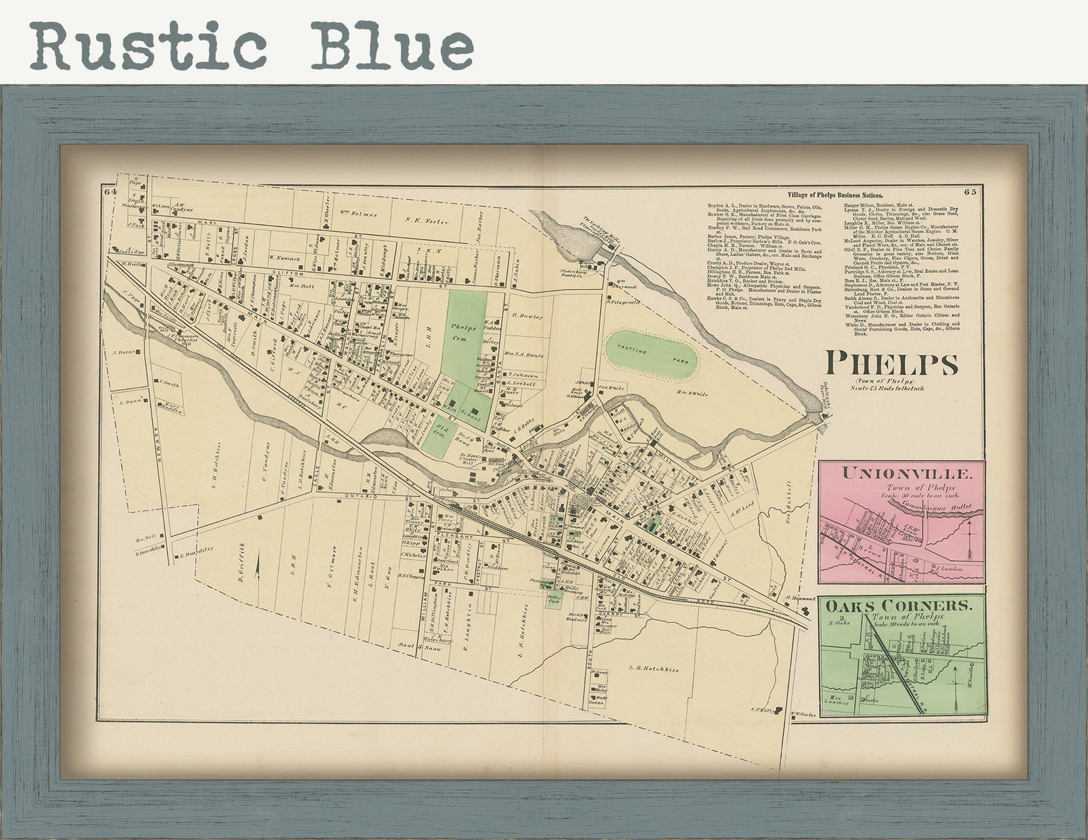 PHELPS VILLAGE New York 1874 Map | Etsy