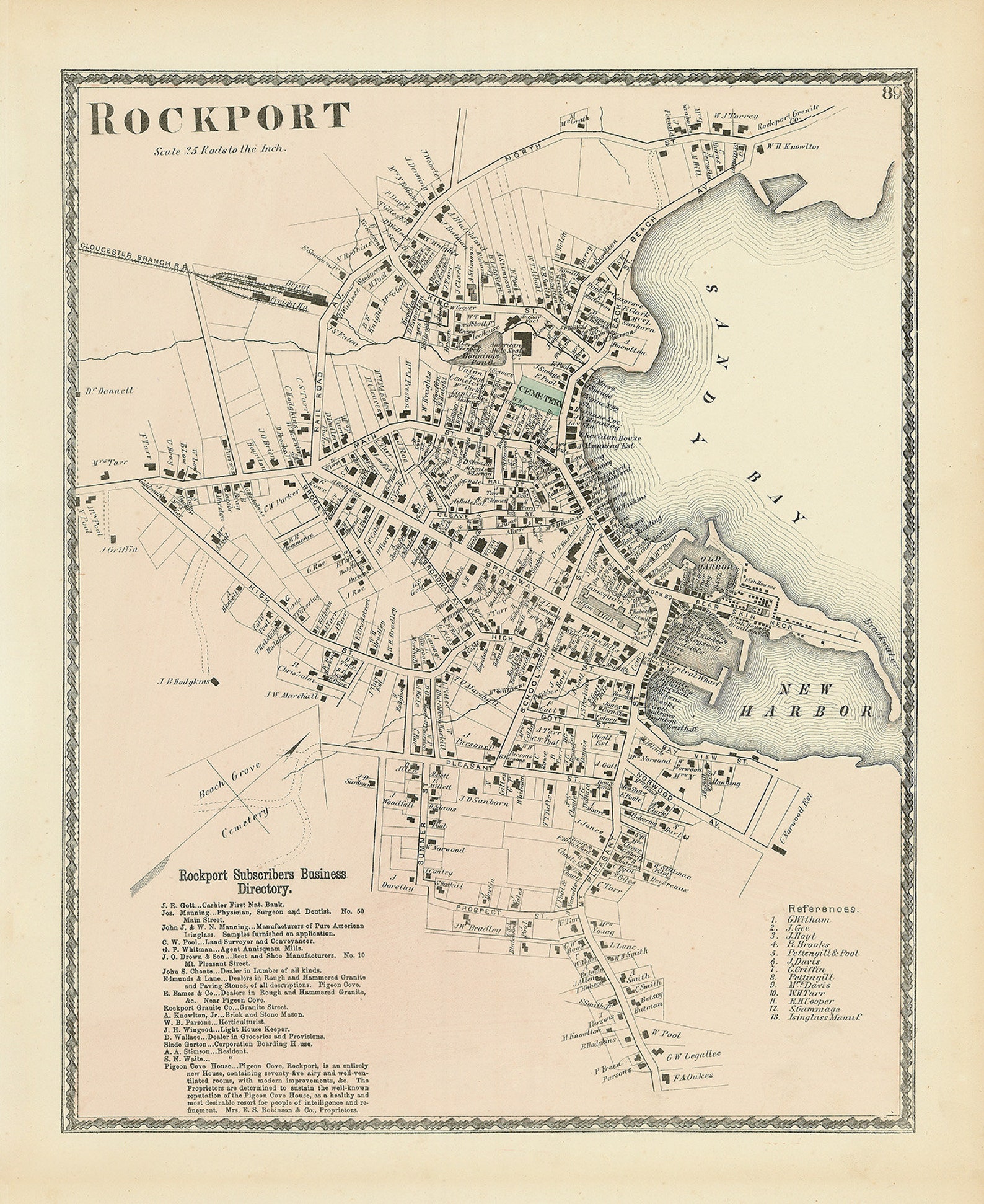 ROCKPORT Massachusetts 1872 Map Replica or Genuine ORIGINAL - Etsy