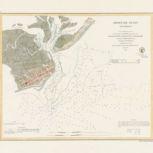 ABSECOM INLET, New Jersey 1864 Nautical Chart - Etsy