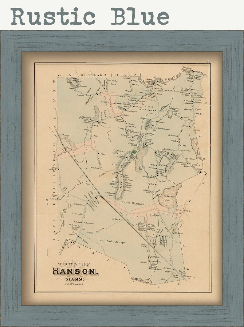 HANSON Massachusetts 1879 Map Replica or Genuine ORIGINAL - Etsy