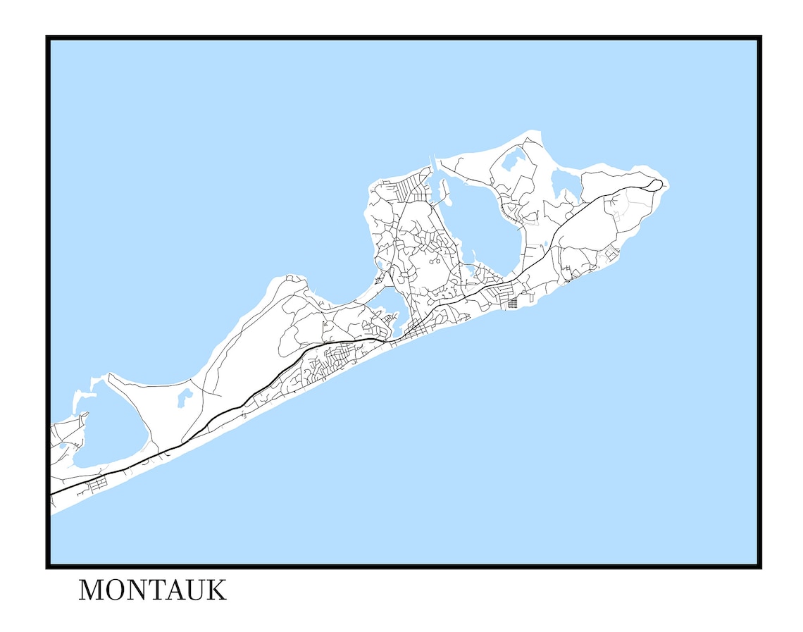 MONTAUK Long Island New York Contemporary Map Poster | Etsy