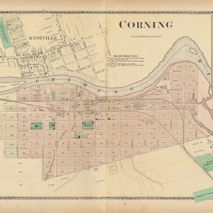 Village of CORNING, New York 1873 Map, Replica or Genuine ORIGINAL - Etsy