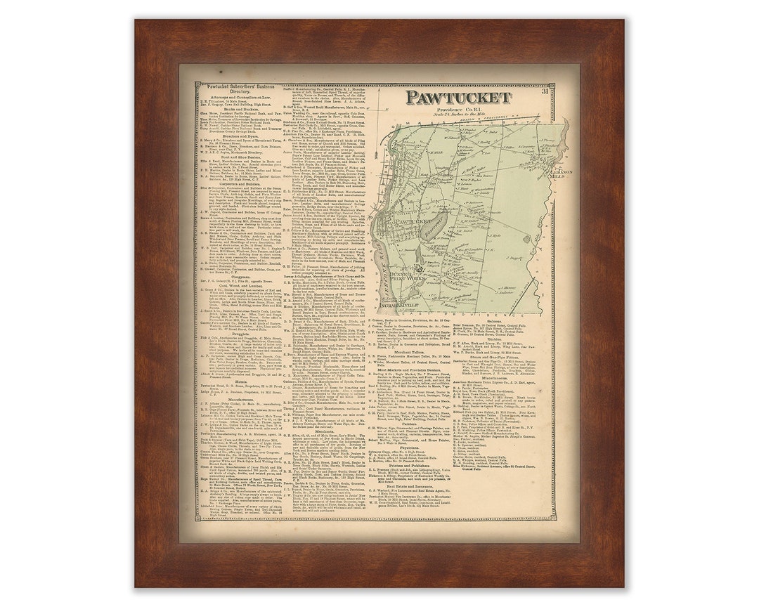 PAWTUCKET, Rhode Island 1870 Map - Etsy