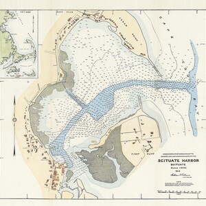SCITUATE HARBOR, Massachusetts - Nautical Chart 1915 - Etsy