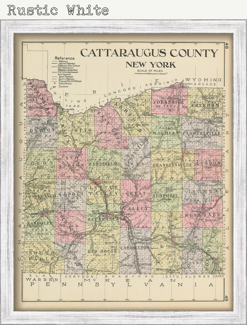 CATTARAUGUS County, New York 1912 Map, Replica or GENUINE ORIGINAL - Etsy