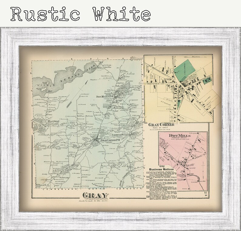 GRAY Maine 1871 Map Replica or Genuine ORIGINAL - Etsy