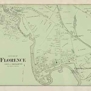 Village of FLORENCE, Massachusetts 1873 Map - Etsy