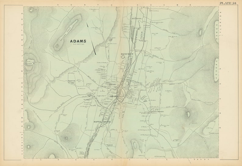 ADAMS, Massachusetts 1904 Map - Replica or Genuine Original - Etsy