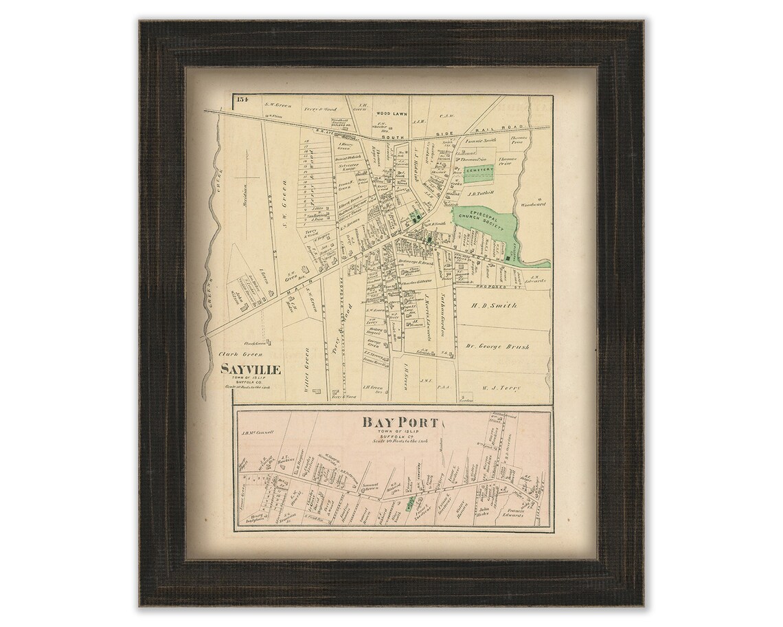 Sayville and Bay Point Villages Islip New York 1873 Map | Etsy