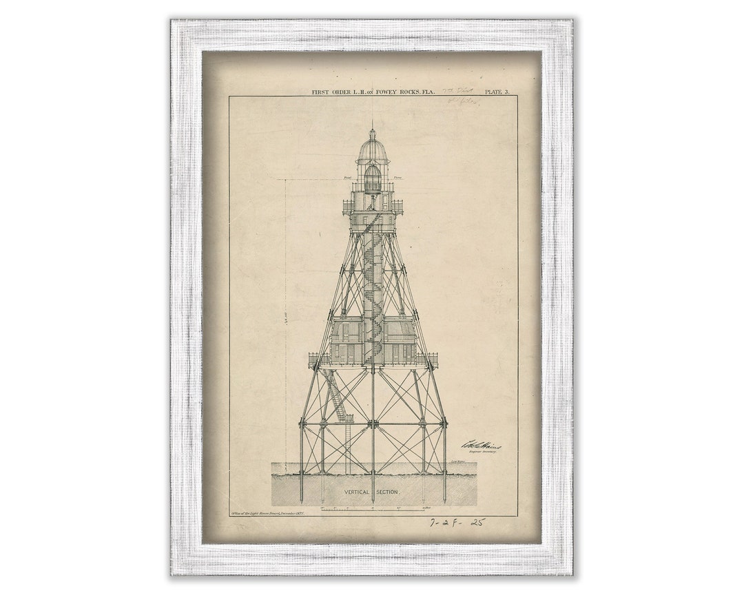 FOWEY ROCK LIGHTHOUSE, Miami, Florida - Drawing and Plan of the ...