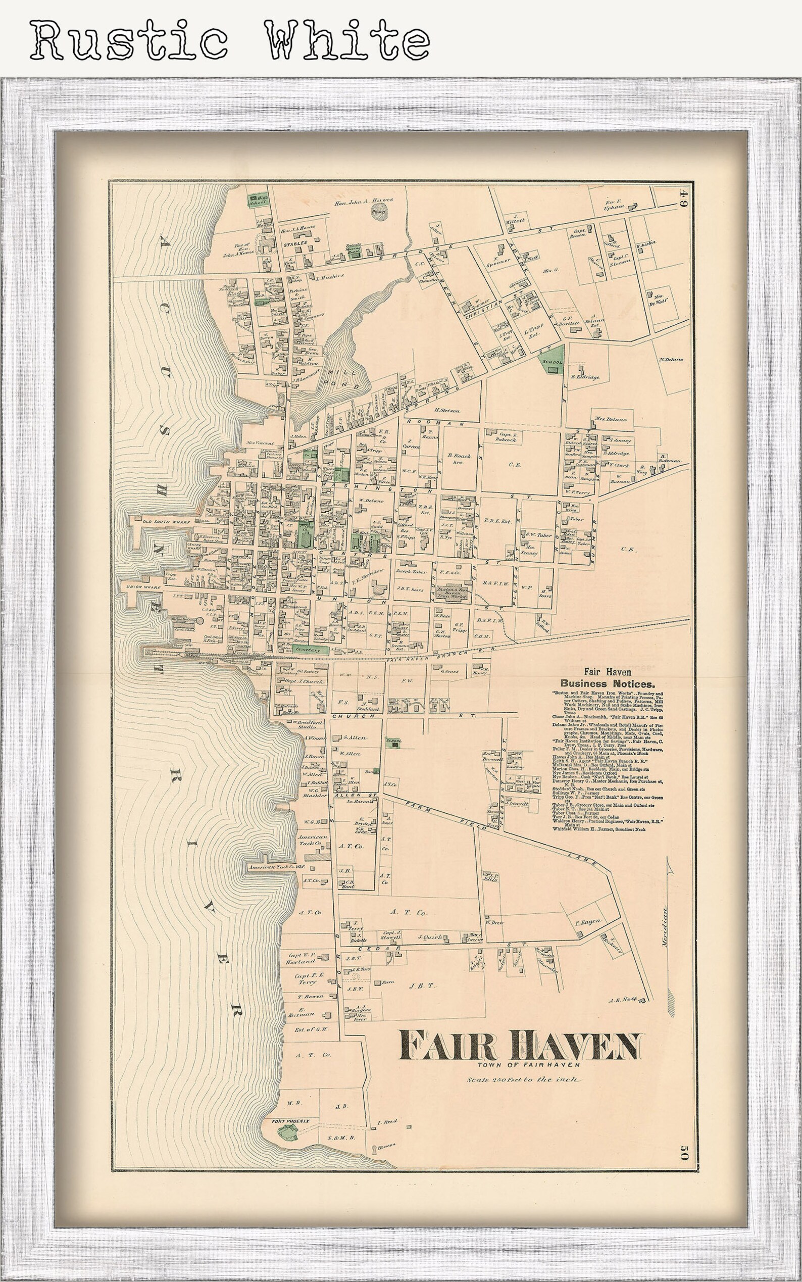 FAIRHAVEN, Massachusetts 1871 Map - Replica or GENUINE ORIGINAL - Etsy